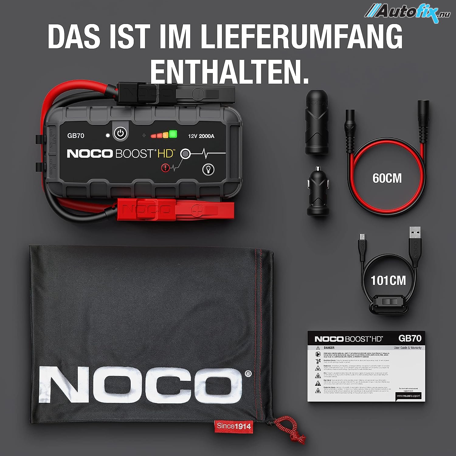 Jumpstarter & Booster - Noco Genius GB70 - 12V (2000A) - Batterilader ...