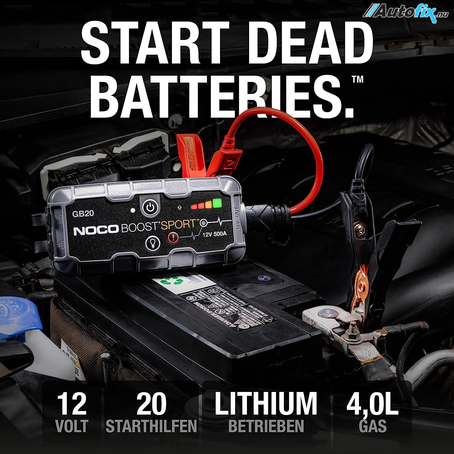 Jumpstarter & Booster - Noco Genius GB20 - 12V (500A) - Batterilader ...