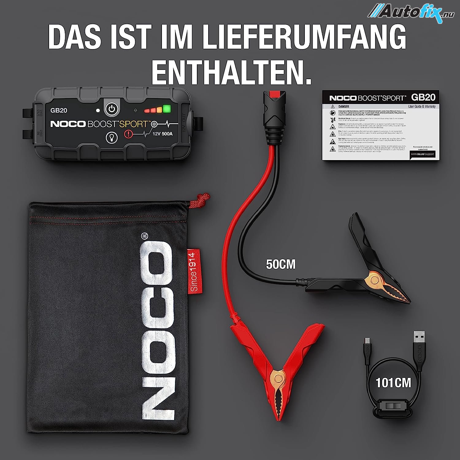 Jumpstarter & Booster - Noco Genius GB20 - 12V (500A) - Batterilader ...