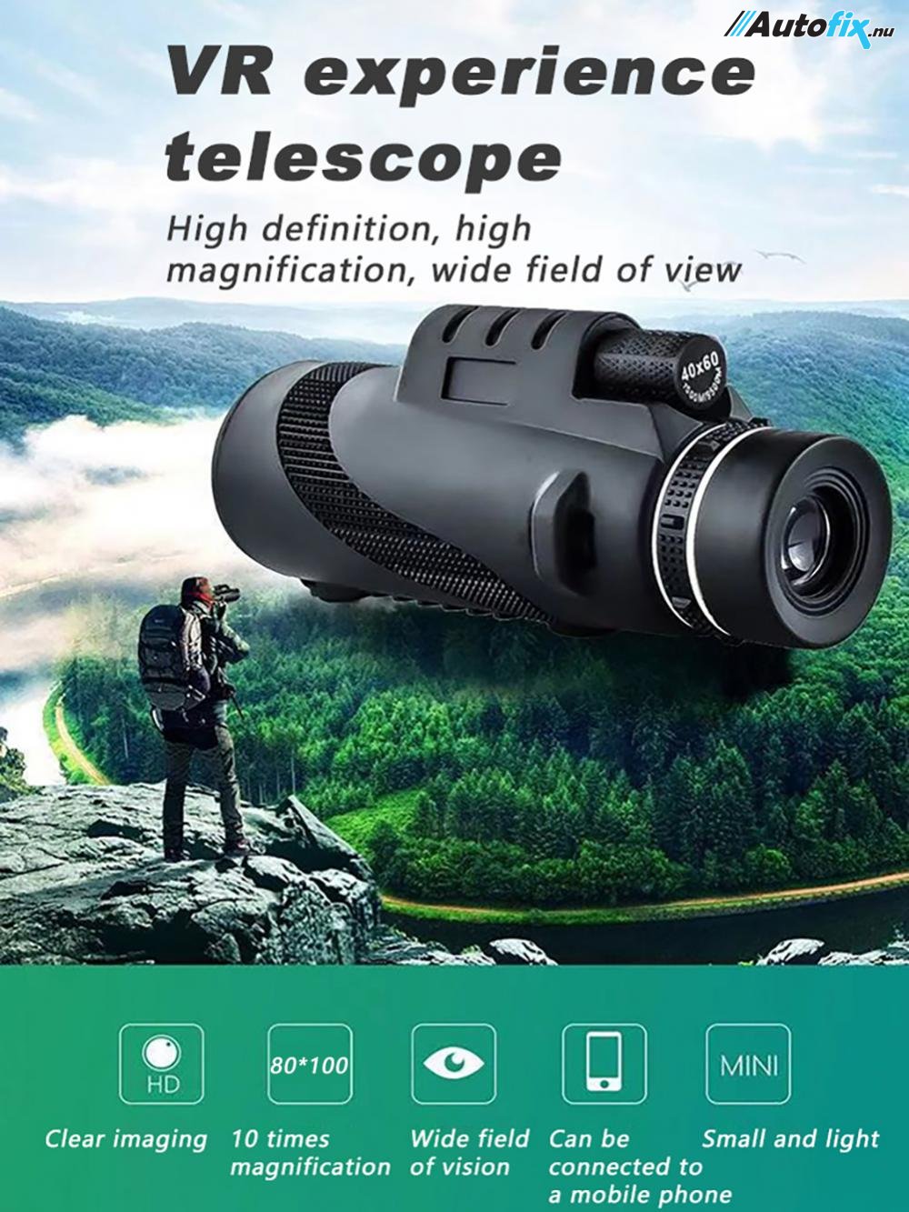 Monokulær Kikkert / Teleskop Vandtæt - HD Håndbetjent - Super Zoom ...