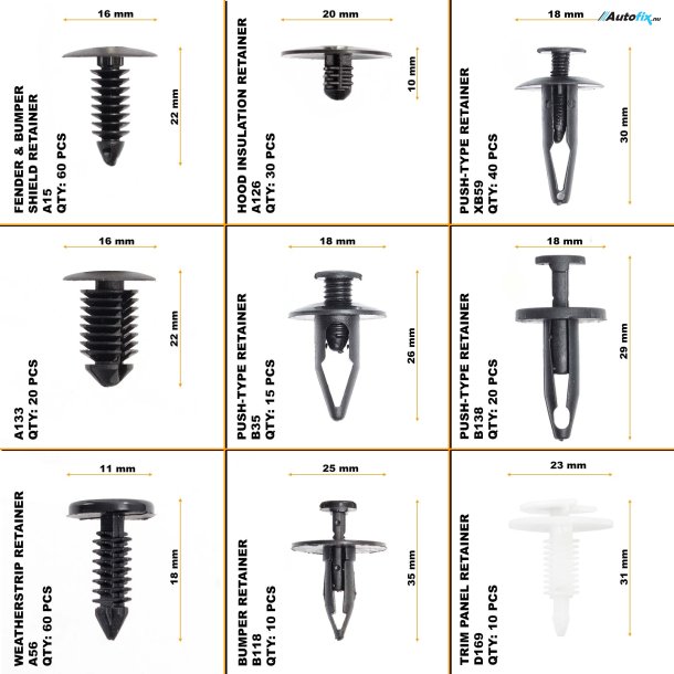 Clips sortiment til bil - Universal 703 dele - Leveres i Praktisk ...
