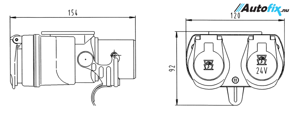 Traileradapter 24V 15-Polet Til 2x 7-Polet stik - ISO 12098 / ISO 1185 ...