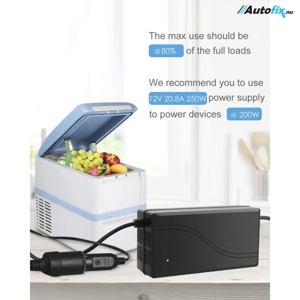 Omformer AC/DC 230V->12V - Power Inverter 250 Watt / 20 AMP - Omformer ...