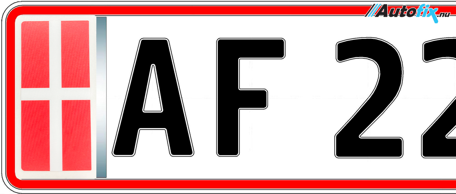 Dannebrog Stickers 2 Stk. - Passer Til DK Nummerplader - Mål 10x4,5 cm ...